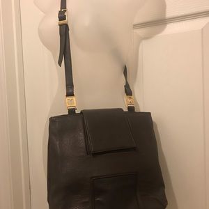 H by Halston | Bags | Halston Designer Brown Leather Crossbody Tote Bag ...